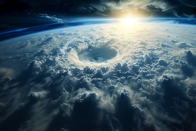 Massive Earth Explosion from Space with Vortex Effect Stock Photo ...