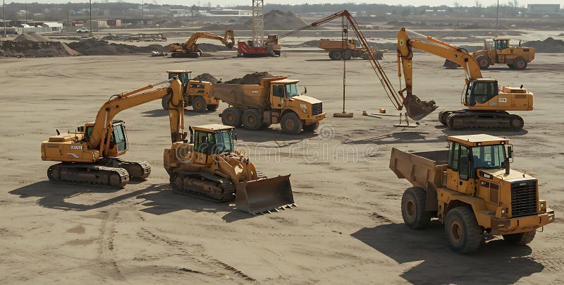 Massive Earth-moving Equipment on a Large Construction Site Stock Photo ...