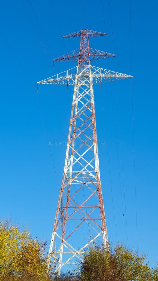 Massive Electricity Pole - Power Lines - Electrical Power - Blue Sky ...