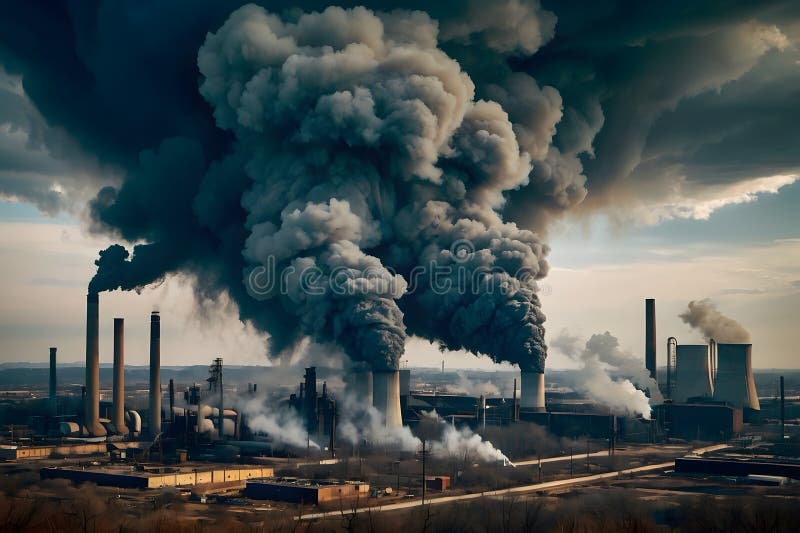 A Massive Emission of Smokes from Factories Causing Air Pollution Stock ...