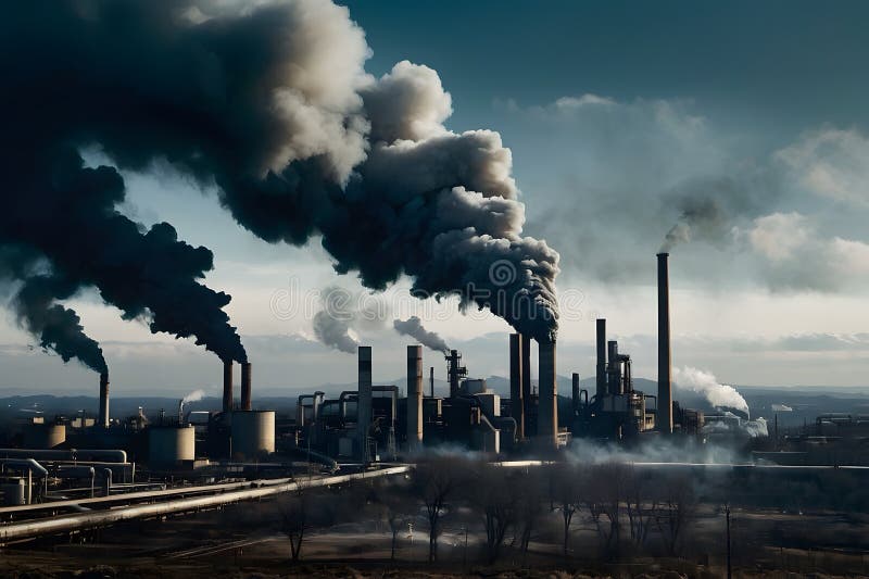 A Massive Emission of Smokes from Factories Causing Air Pollution Stock ...