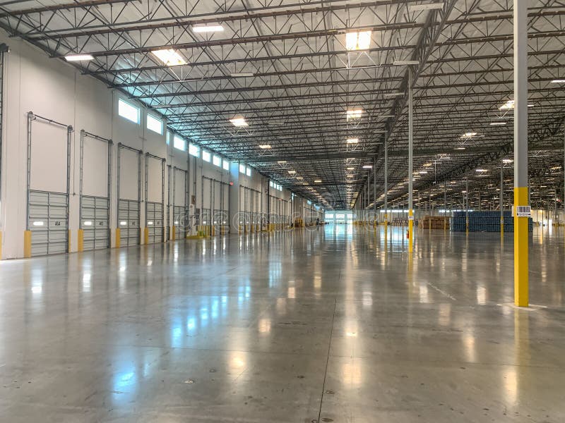 Massive Empty Industrial Warehouse Interior Stock Photo - Image of ...