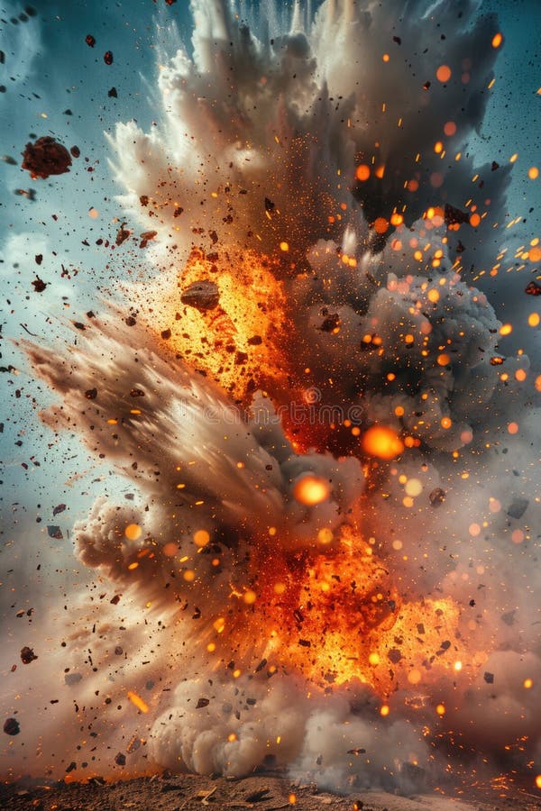 A Massive Eruption of Orange and Black Rocks Stock Image - Image of ...