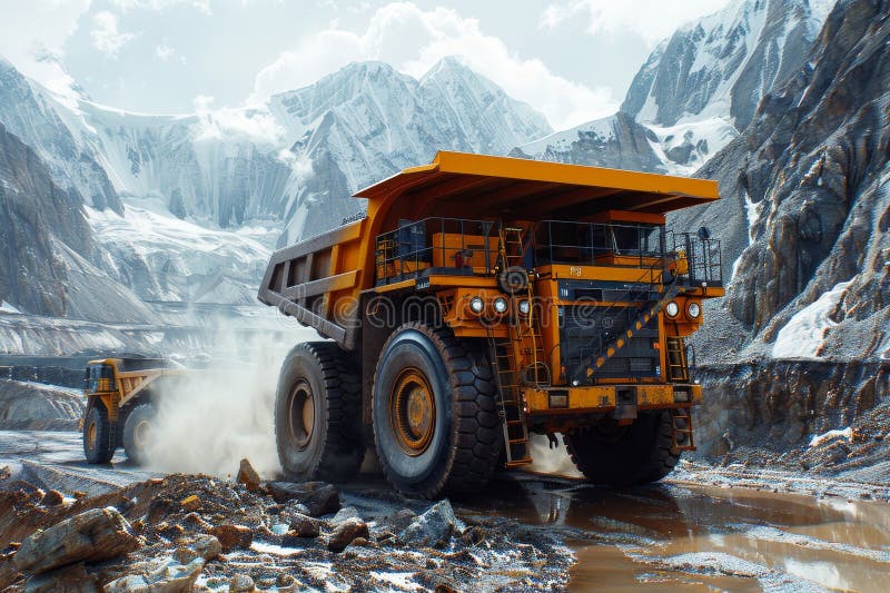 Massive Excavator Loading Rock Formation into Large Mining Dump Truck ...