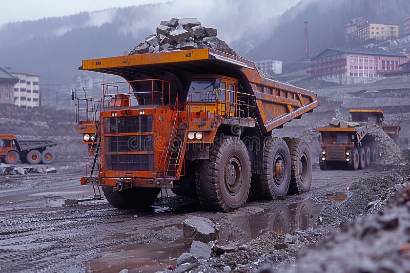 Massive Excavator Loading Rock into Heavy Mining Dump Truck on ...