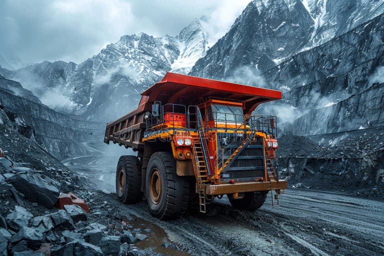 Massive Excavator Loading Rocks into Large Mining Truck in Open Pit ...