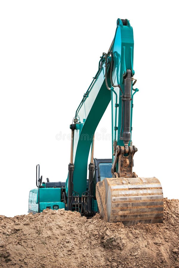 A Massive Excavator Maneuvers Its Robust Arm, Digging Deep into a Mound ...