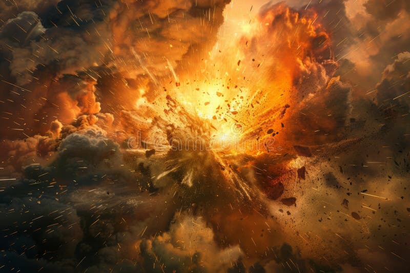 The Enormous Smoke-Filled Blast Stock Illustration - Illustration of ...