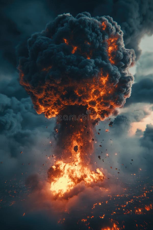 A Massive Explosion of Black Smoke and Red Flames, Suitable for Use in ...