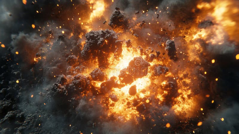 Massive Explosion with Bright Flames Stock Illustration - Illustration ...