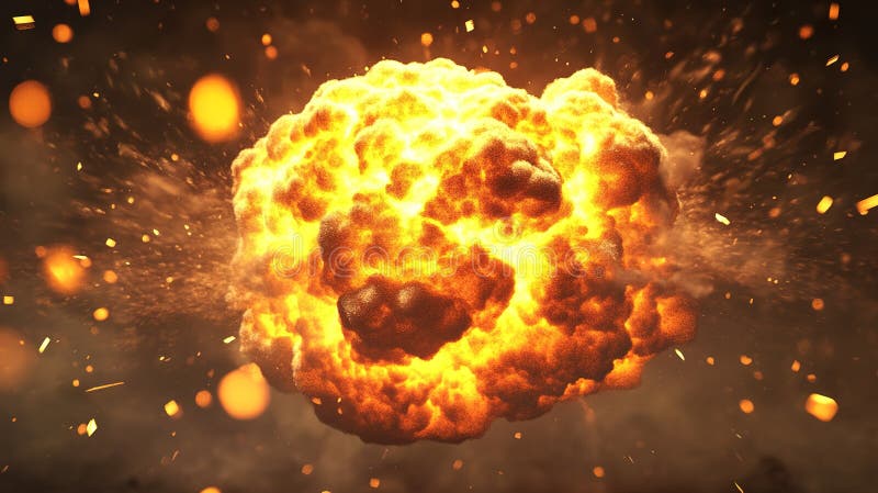 Massive Explosion Cloud Illuminated by Fiery Orange and Yellow Hues in ...