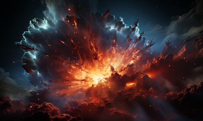 Massive Explosion of Clouds in Night Sky Stock Image - Image of stormy ...