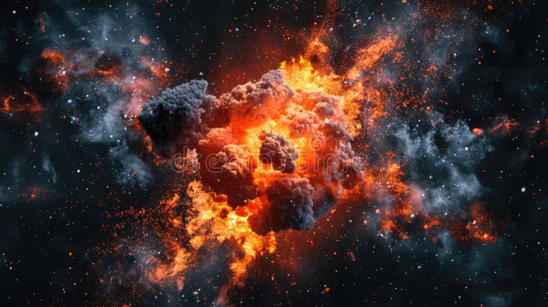 Massive Explosion with Colorful Smoke in Space. Vibrant Visual Effect ...