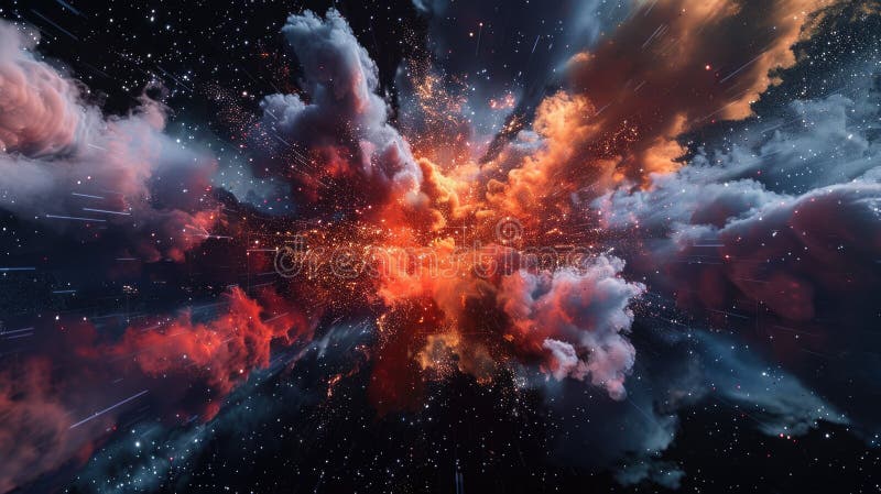 Massive Explosion with Colorful Smoke in Space. Vibrant Visual Effect ...
