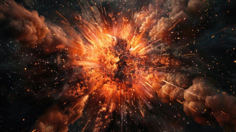 Massive Explosion with Colorful Smoke in Space. Vibrant Visual Effect ...