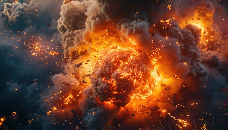 Explosive Fireball Erupts in a Cloud of Smoke and Debris during a Night ...