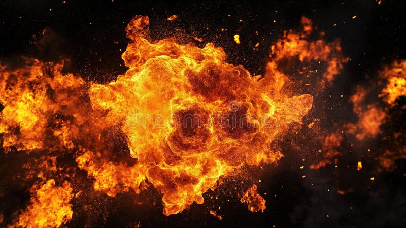 A Massive Explosion Creates a Fiery Cloud of Flames and Smoke Against a ...