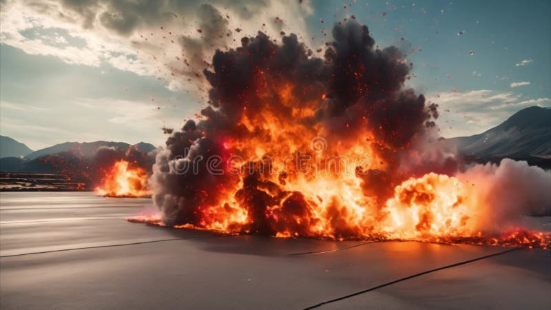 Massive Explosion in a Desert Landscape Stock Footage - Video of ...