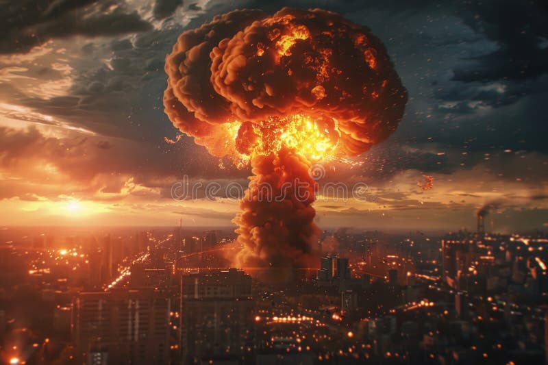 A Massive Explosion Devastates a City Skyline Stock Image - Image of ...
