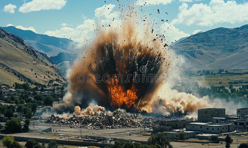 Massive Explosion Devastates Landscape, Debris and Smoke Billowing into ...