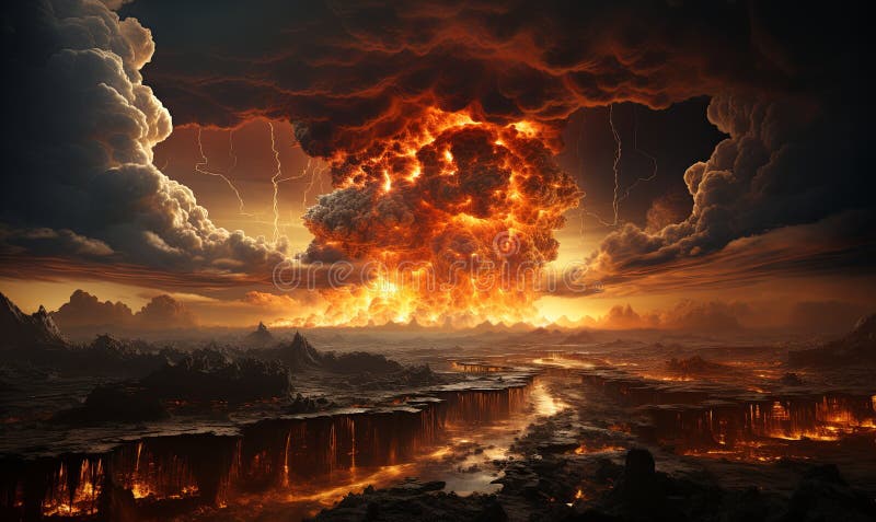 Massive Explosion Engulfed in Smoke and Flames Stock Image - Image of ...