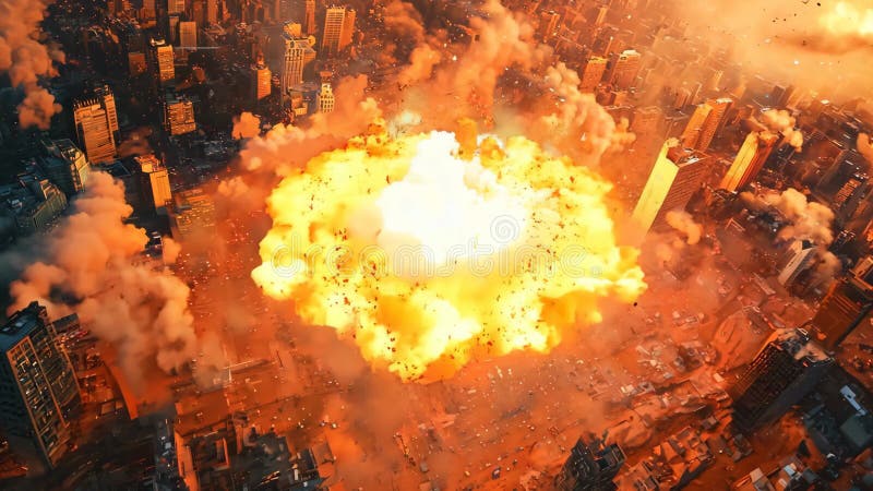 Massive Explosion Engulfs City Skyline during Daytime Stock Video ...