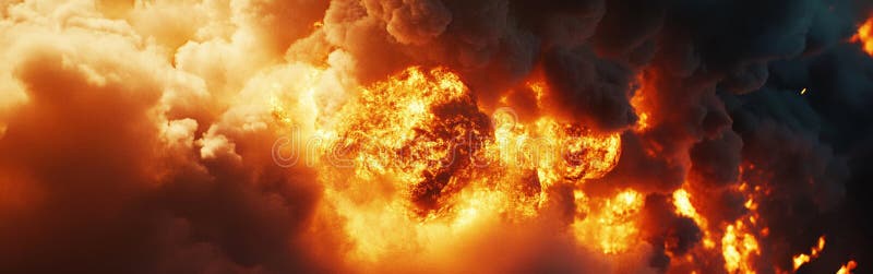 A Massive Explosion Erupts, Sending Billowing Flames and Thick Smoke ...