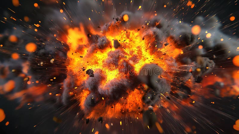 Massive Explosion with Fiery Flames and Debris Scattering in All ...