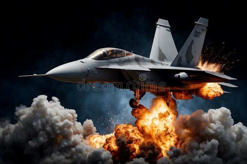 Massive Explosion of Fighter Jet Stock Illustration - Illustration of ...