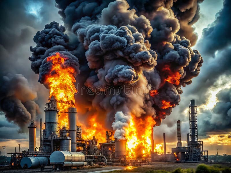 Massive Explosion and Fire at Industrial Oil Refinery Devastating ...
