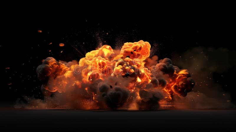 Massive Explosion with Fire and Smoke Clouds, Capturing the Intense and ...