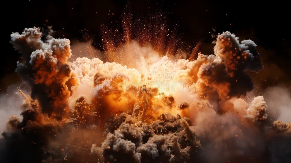 Massive Explosion with Fire and Smoke Clouds, Capturing the Intense and ...
