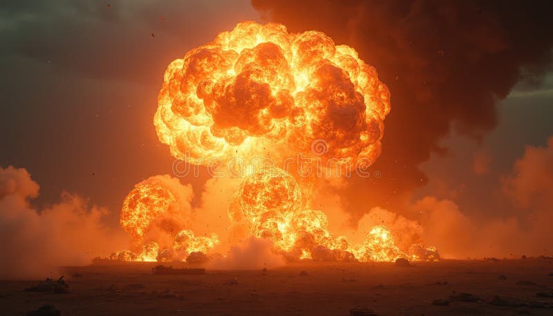 Massive Explosion with Fire and Smoke Creating a Dramatic Scene in a ...