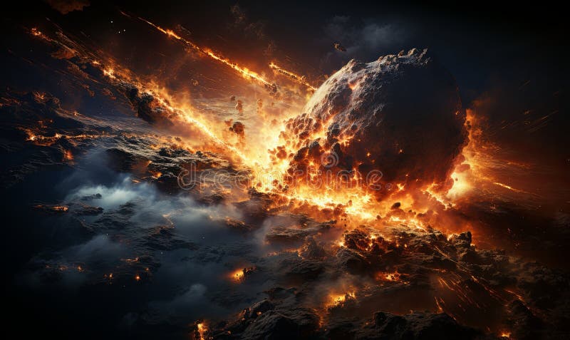 Massive Explosion of Fire and Smoke in the Sky Stock Image - Image of ...