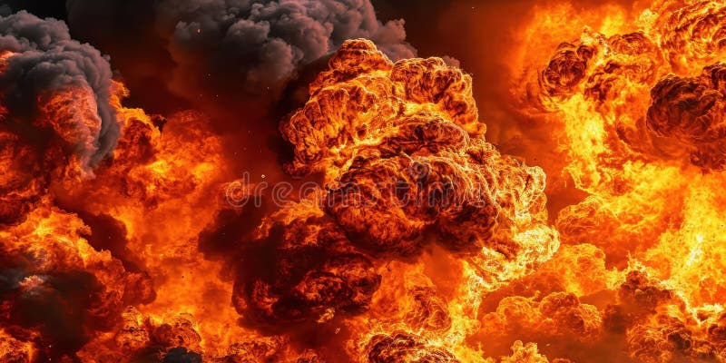 Massive Explosion with Intense Flames and Smoke Stock Illustration ...