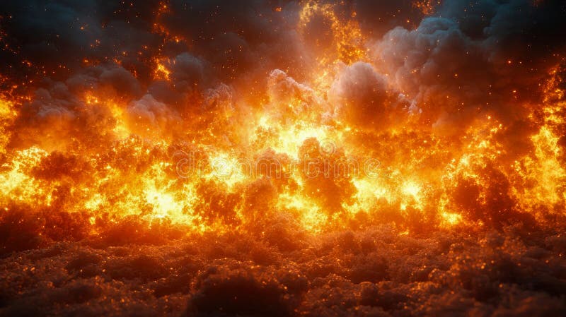 Massive Explosion with Intense Flames and Thick Smoke Stock Photo ...