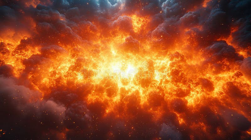 Massive Explosion with Intense Flames and Thick Smoke Stock Image ...