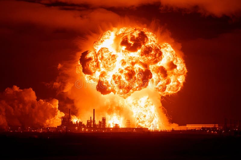 Massive Explosion Lights Up the Night Sky Over Industrial Area in ...