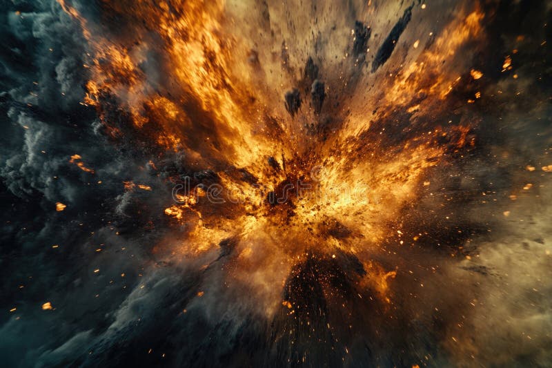 Massive Explosion Orange Black Smoke Filling Air Stock Photos - Free ...