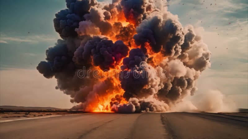 Massive Explosion on the Road Stock Video - Video of burning, explosion ...