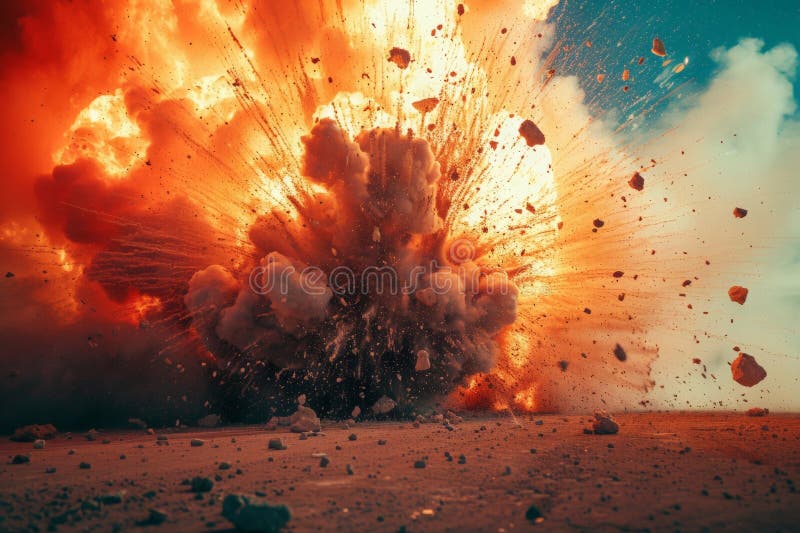 Chaos Unleashed a Monumental Explosion in the Heart of the Desert Stock ...