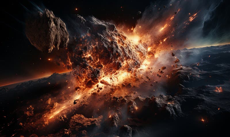 Massive Explosion of Rocks and Debris in Space Stock Photo - Image of ...