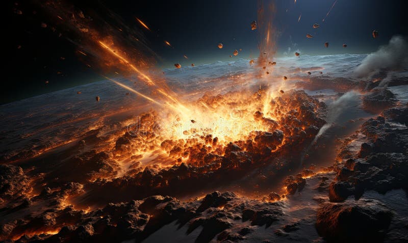 Massive Explosion of Rocks and Debris in Space Stock Photo - Image of ...