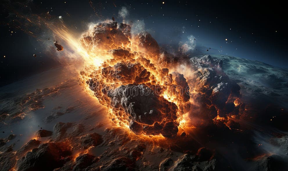 Massive Explosion of Rocks and Debris in Space Stock Image - Image of ...