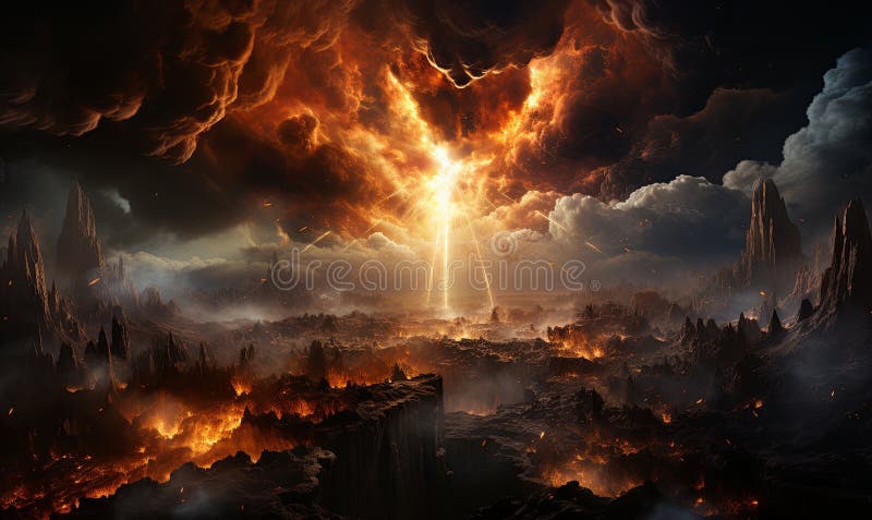 Massive Explosion in the Sky Stock Image - Image of impact, flames ...