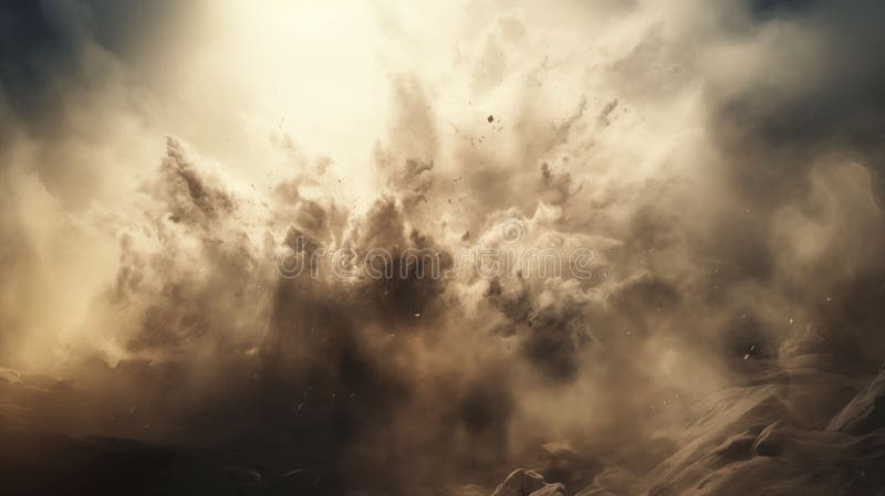 Massive Explosion of Smoke and Dirt in the Sky. Generative AI Stock ...