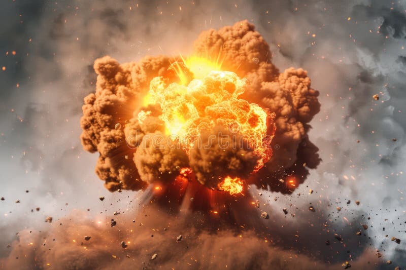 A Massive Explosion of Smoke and Fire Fills the Sky with Intense Light ...