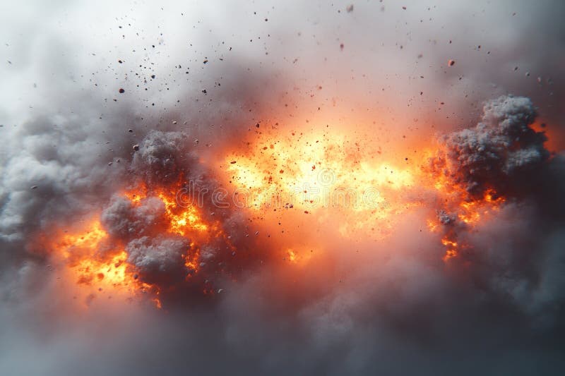 A Massive Explosion with Thick Black Smoke and Intense Red Flames ...