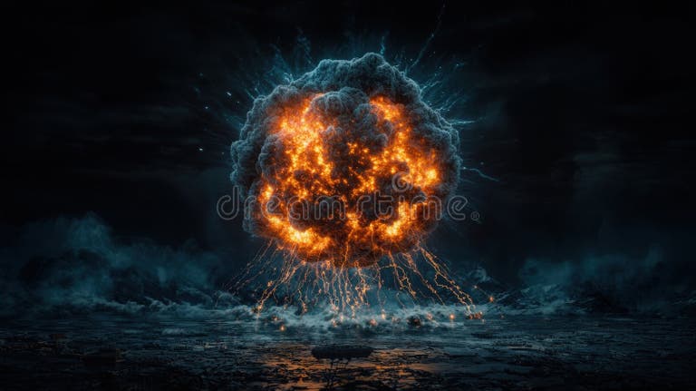 Massive Explosion Visualization in Cyberspace Digital Art Dark ...