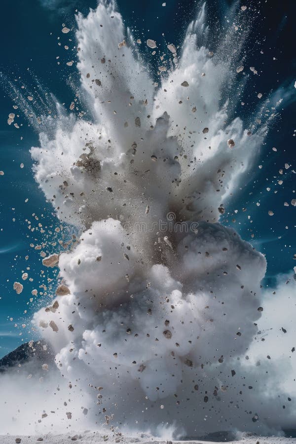 A Massive Explosion of White and Brown Rocks Stock Photo - Image of ...